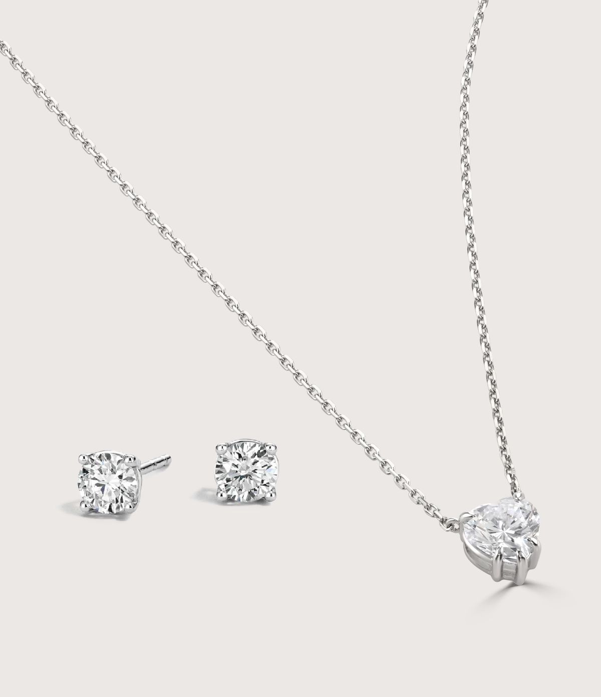 Buckley London Sterling Silver Heart CZ Set-Rhodium | Emirates