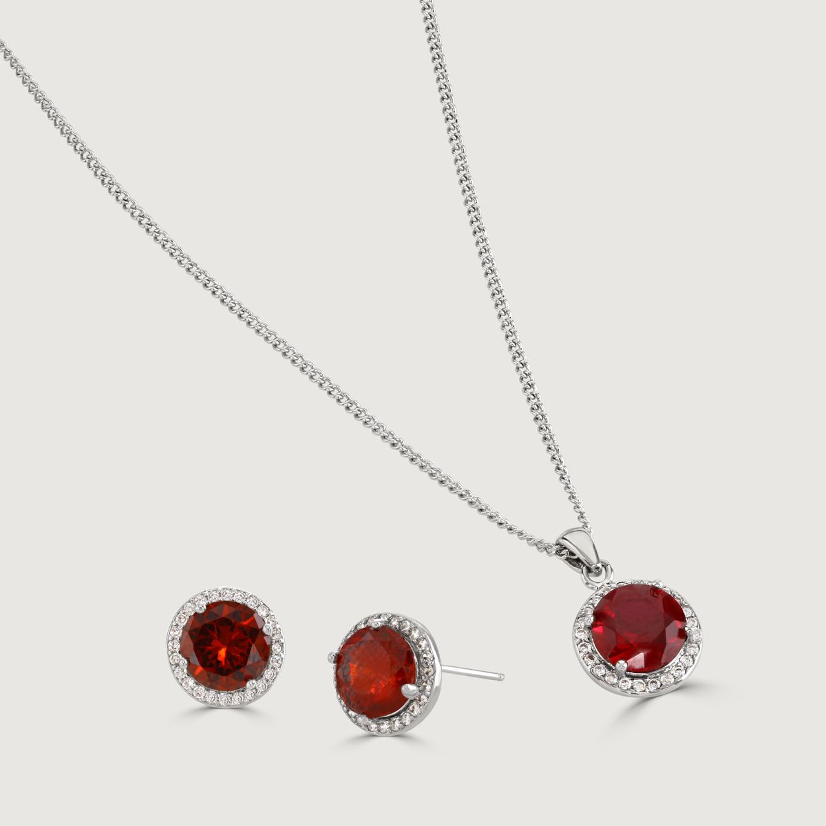 Buckley London Ruby Halo Necklace & Earrings Set | Emirates